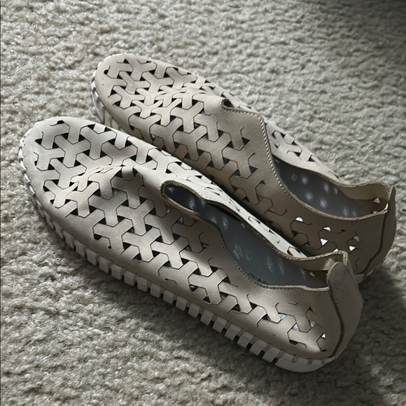 Eric Michael | Shoes | Eric Michael Cream Inez Flats With Perforated ...